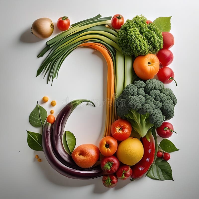 Fresh Fruits and Vegetables Shaped As Letter a Stock Image - Image of ...