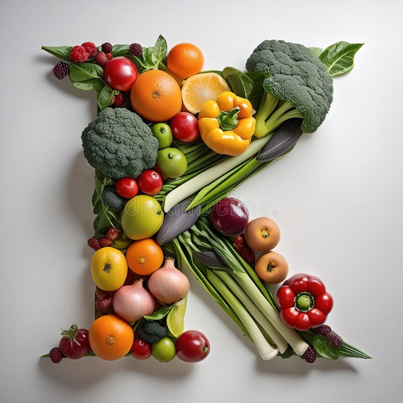 Fresh Fruits and Vegetables Shaped As Letter a Stock Image - Image of ...