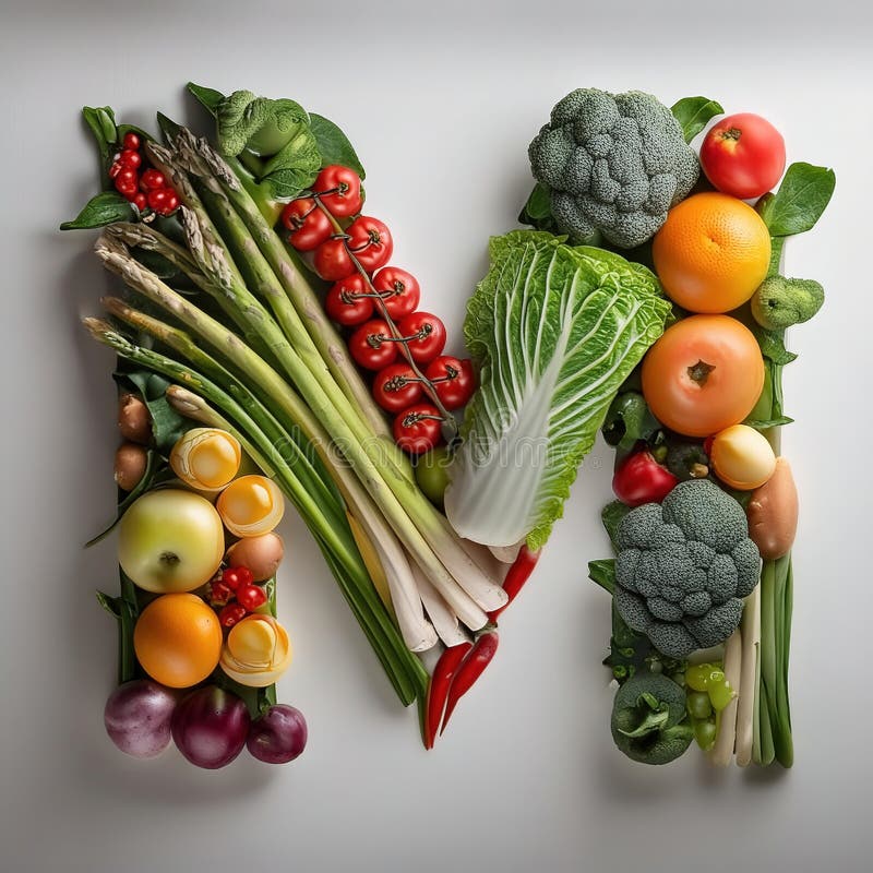 Fresh Fruits and Vegetables Shaped As Letter a Stock Image - Image of ...