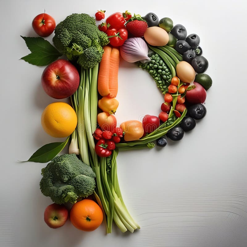 Fresh Fruits and Vegetables Shaped As Letter a Stock Image - Image of ...