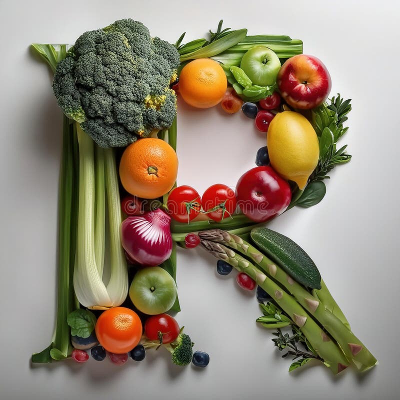 Fresh Fruits and Vegetables Shaped As Letter a Stock Image - Image of ...