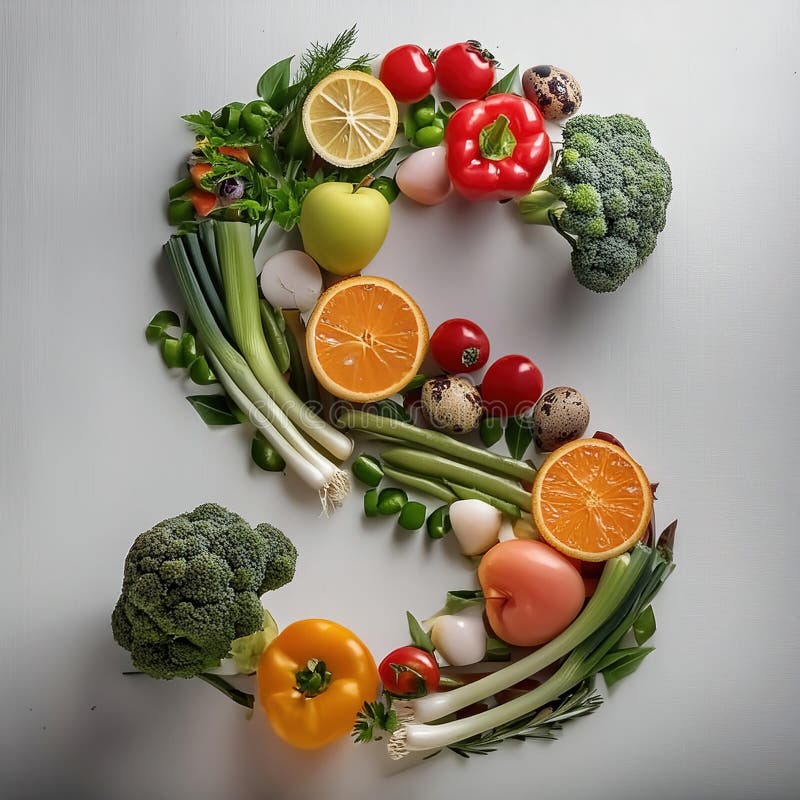 Fresh Fruits and Vegetables Shaped As Letter a Stock Image - Image of ...