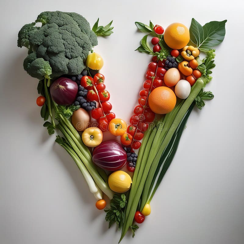 Fresh Fruits and Vegetables Shaped As Letter a Stock Image - Image of ...