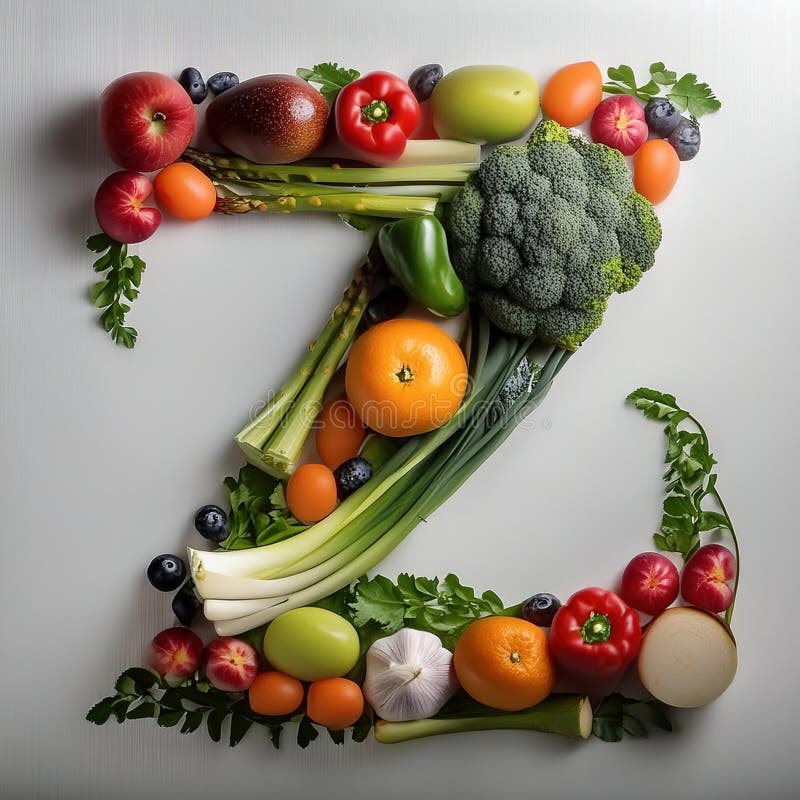 Fresh Fruits and Vegetables Shaped As Letter a Stock Image - Image of ...