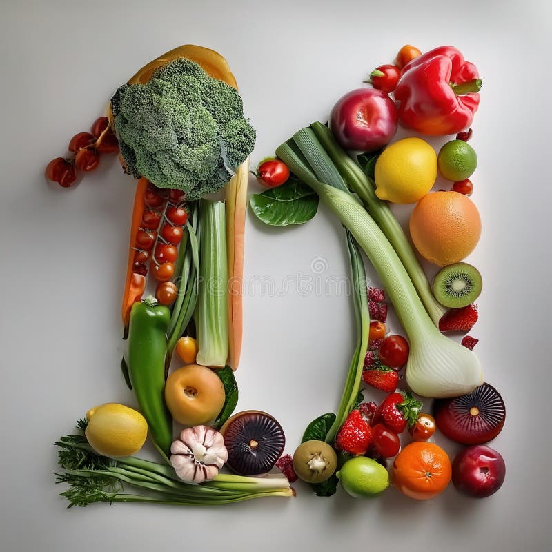 Fresh Fruits and Vegetables Shaped As Letter a Stock Image - Image of ...