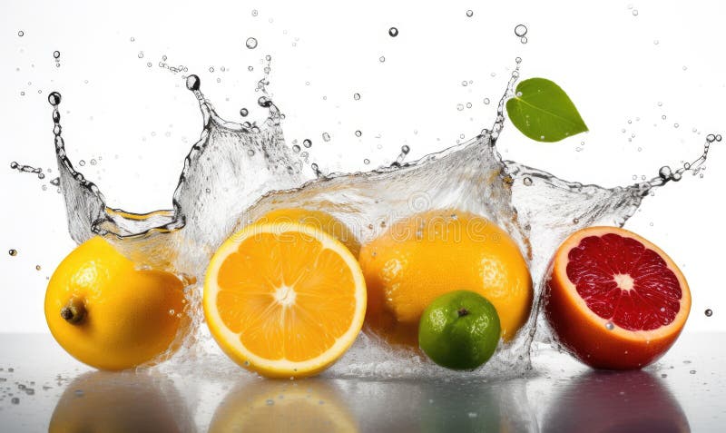 Fresh Fruits and Water Splash for Healthy Snack Creating Using ...