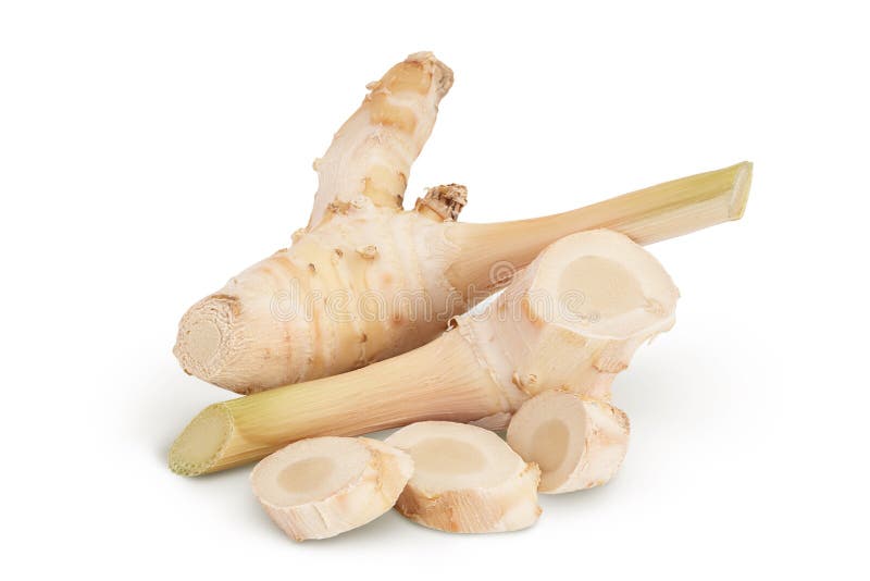 Fresh Galangal Root with Slices Isolated on White Background with ...