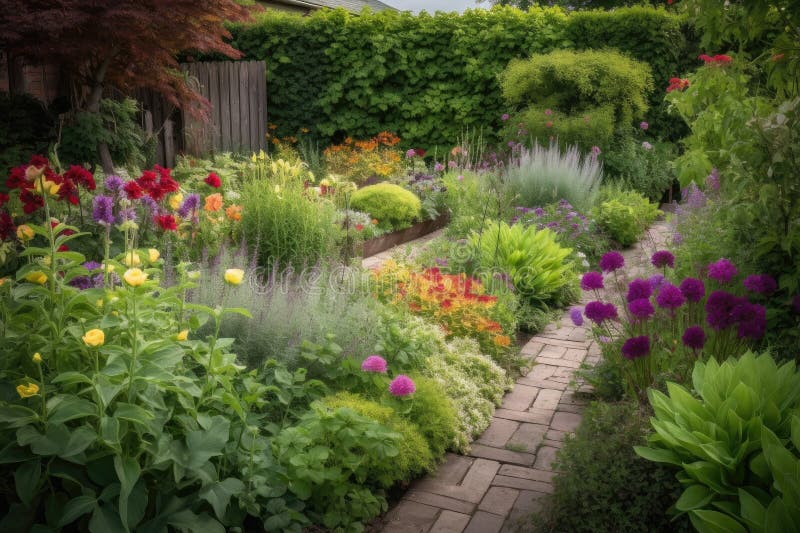 Fresh Garden Growth with Melange of Vibrant Colors and Textures Stock ...