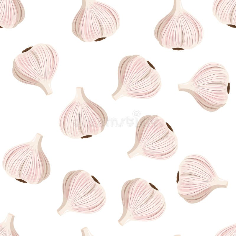 Fresh Garlic Background. Seamless Realistic Vector Pattern. Stock ...