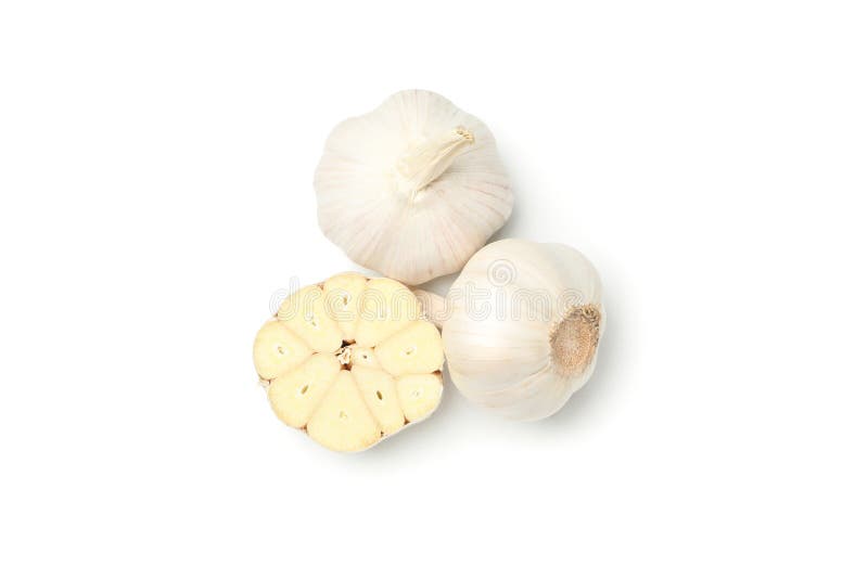 Fresh Garlic Bulbs Isolated on Background, Top View Stock Image - Image ...
