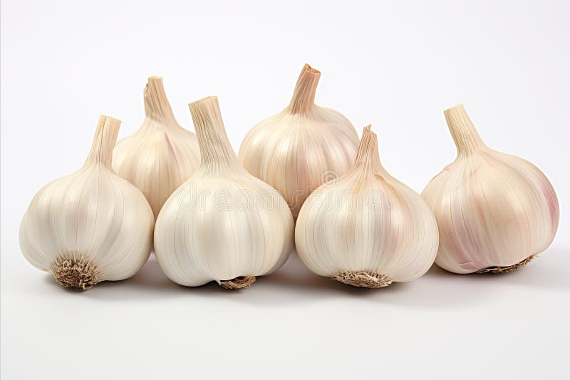 Fresh Garlic Bulbs on White Backdrop for Captivating Visuals in Ads ...