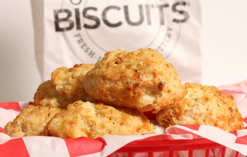 Fresh Garlic Cheese Biscuits with Biscuit Sign in Background Shallow ...