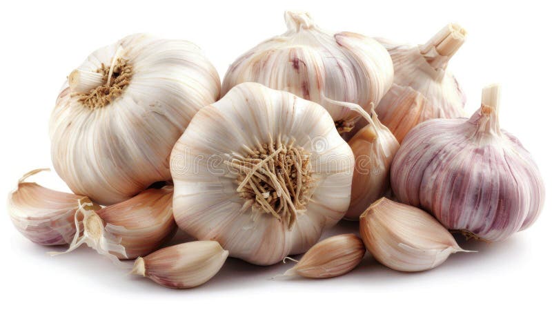Fresh Garlic Close Up Shots Isolated on a White Background, Suitable ...