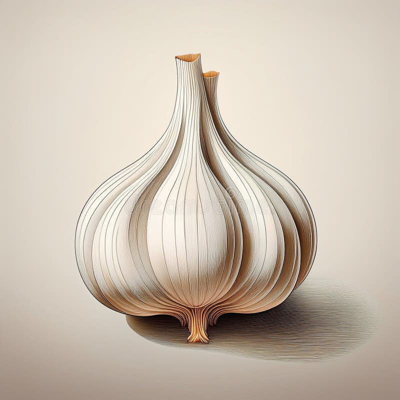 Fresh Garlic with Detailed Texture Stock Illustration - Illustration of ...