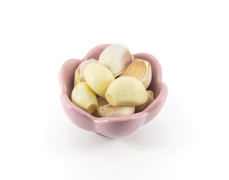 Fresh Cup of Root Garlic on White Background Stock Image - Image of ...