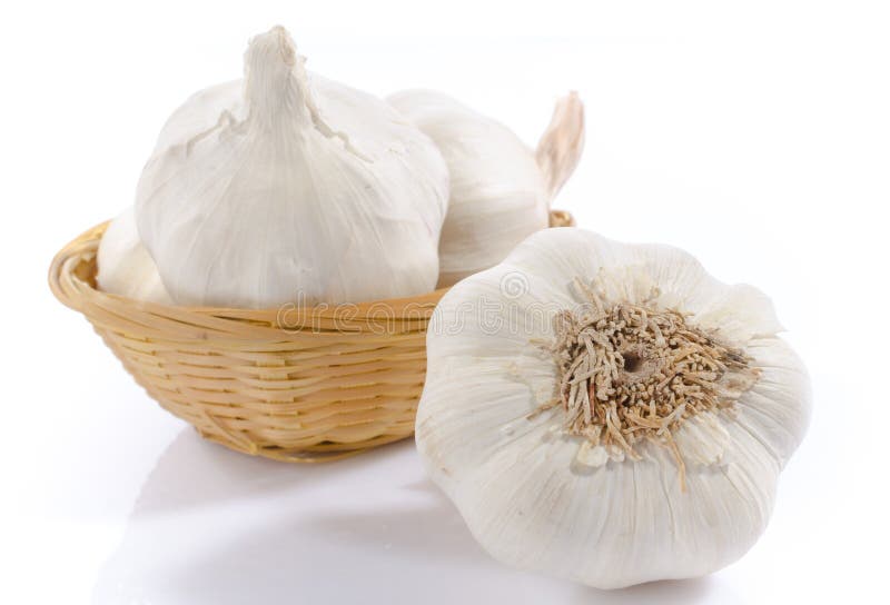 Fresh garlic stock photo. Image of basket, isolated, clove - 57260452