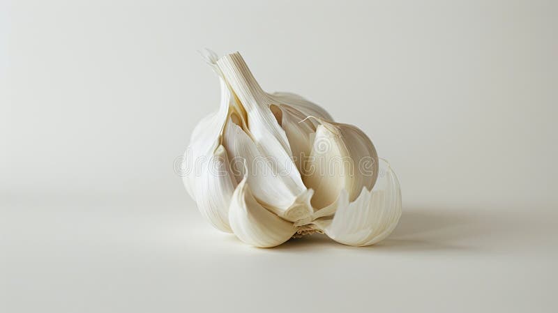 Fresh Garlic Peeled with a White Background Color Stock Illustration ...