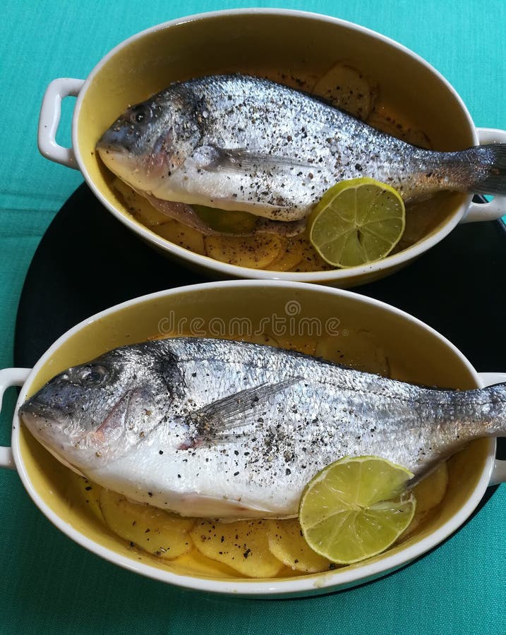 Dorade Royal in a Potato Bed Stock Image - Image of sparus, bake: 113500677