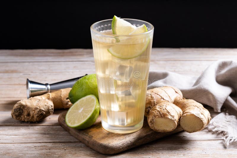 Fresh Ginger Ale Drink in Tall Glass Stock Photo - Image of drink ...