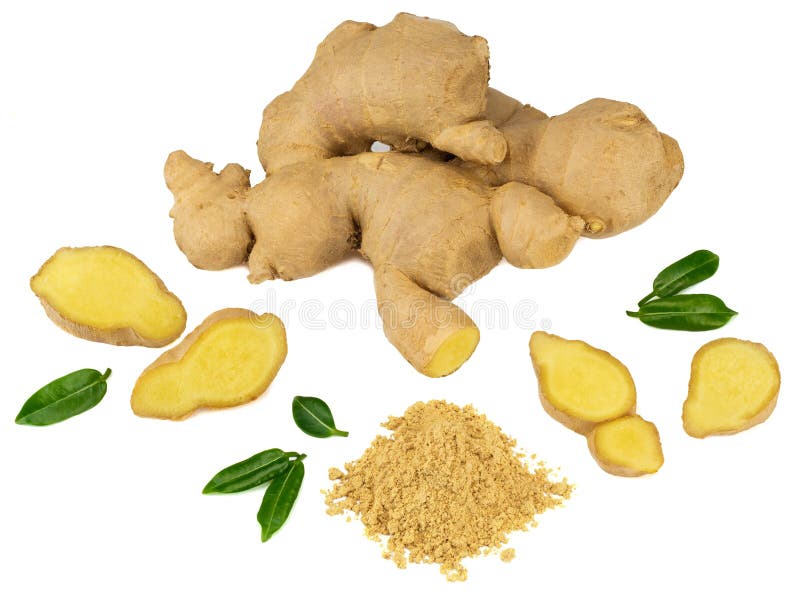 Fresh Ginger and Dried Ginger on White Bakground Stock Photo - Image of ...