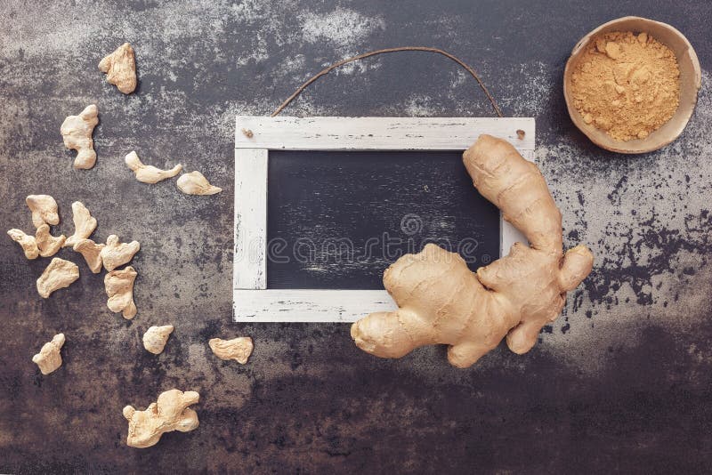 Fresh Ginger Root and Ground Ginger Stock Image - Image of concrete ...
