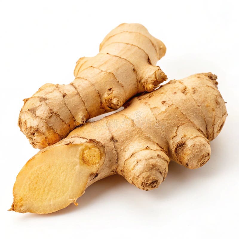 Fresh Ginger Root Isolated on White Background Stock Illustration ...