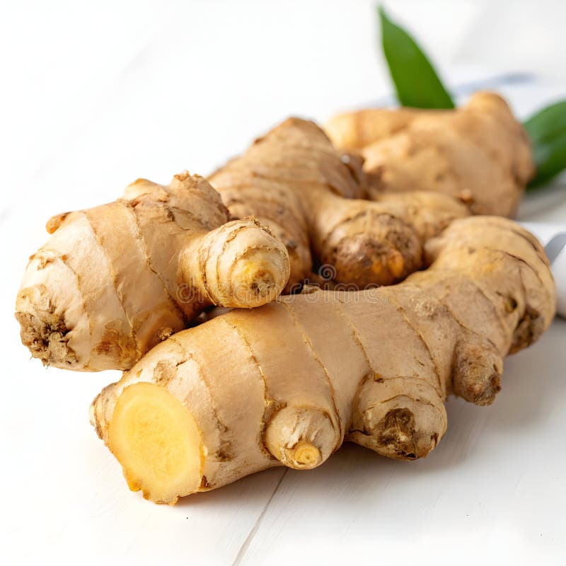 Fresh Ginger Root Isolated on White Surface Stock Illustration ...