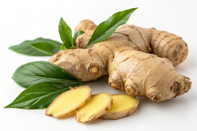 Fresh Ginger Root Isolated on White Surface. a Fresh Ginger Root ...
