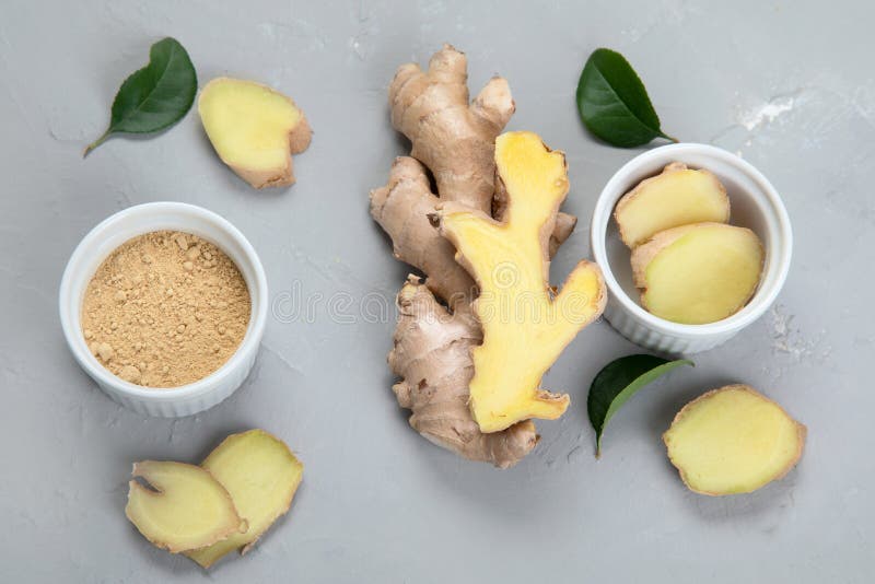Fresh Ginger Root and Ginger Powder Stock Image - Image of medicine ...