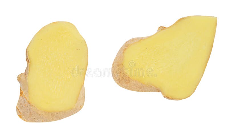 Fresh Ginger Slice Isolated on White Background. Ginger Root Pieces Top ...