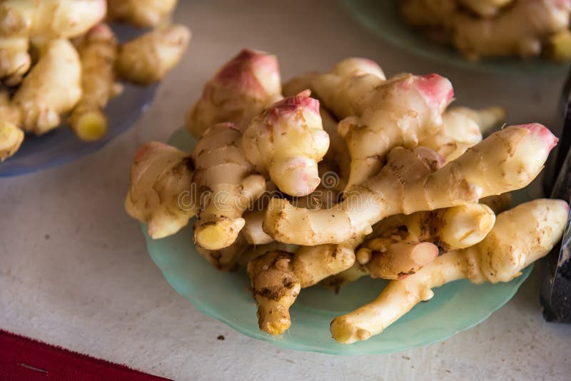 Fresh Ginger on Wood Plate, Herb Medical Concept Stock Photo - Image of ...