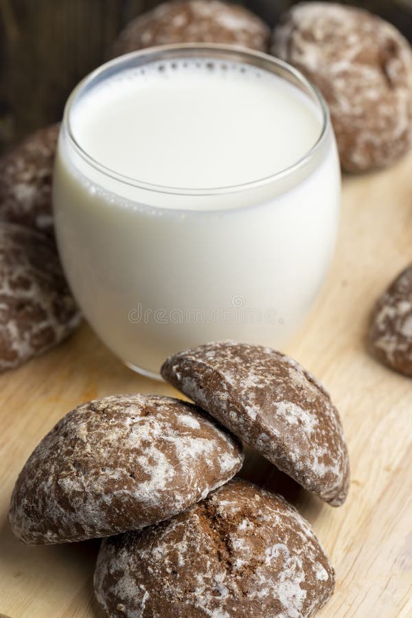 Fresh Gingerbread and a Glass of Cold Milk Stock Image - Image of ...