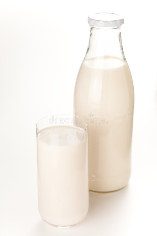 Full Milk Bottle and a Glass of Milk Stock Photo - Image of nutritious ...