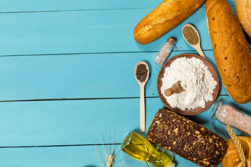 Fresh Gluten Free Bread on Blue Background Stock Image - Image of fresh ...
