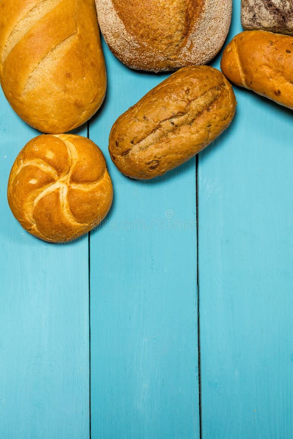 Fresh Gluten Free Bread on Blue Background Stock Photo - Image of ...