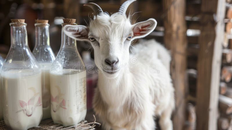Fresh Goat Milk from Happy Goats AIG535 Stock Photo - Image of milk ...