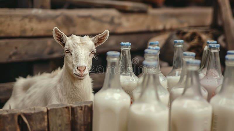 Fresh Goat Milk from Happy Goats AIG535 Stock Photo - Image of animal ...
