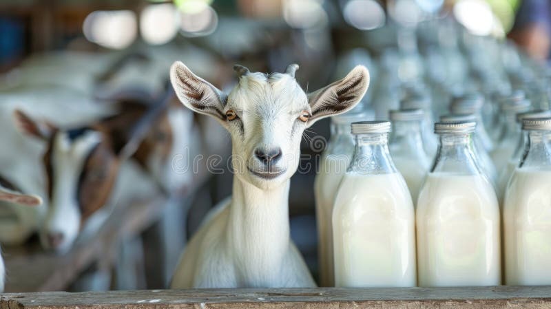 Fresh Goat Milk from Happy Goats AIG535 Stock Photo - Image of milk ...