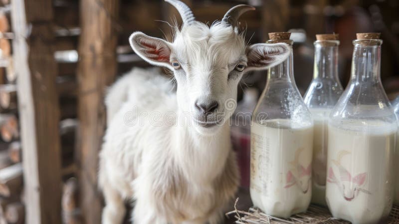 Fresh Goat Milk from Happy Goats AIG535 Stock Photo - Image of healthy ...