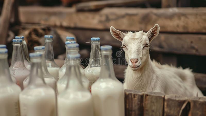 Fresh Goat Milk from Happy Goats AIG535 Stock Photo - Image of give ...