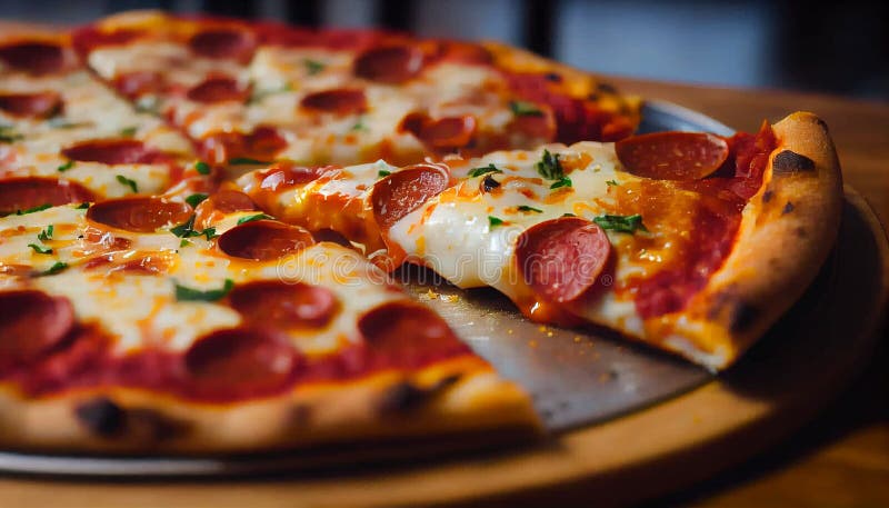 Fresh Gourmet Pizza on Rustic Wood Table ,generative AI Stock ...