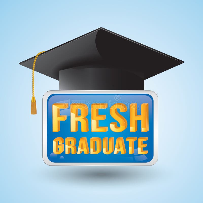Fresh Graduate. Simple Illustration in Black and White. Stock Vector ...