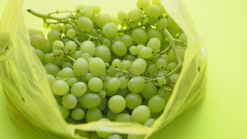 Top View of Fresh Grape Fruits in a Plastic Packet on Table Stock Video ...
