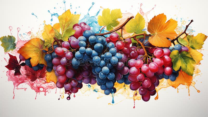 Fresh Grape Full of Colors, Ai Generated Stock Illustration ...