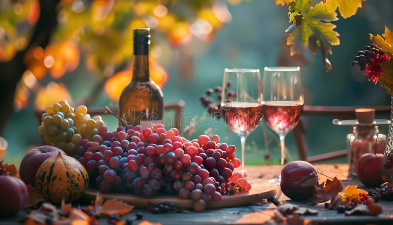 Fresh Grape Harvest in Autumn, Nature Sweet Refreshment on Table Stock ...