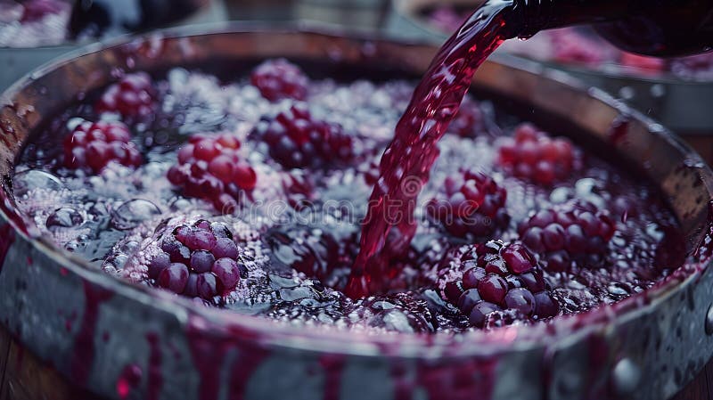 Fresh Grape Juice Pouring in Wine-Making Process Stock Illustration ...