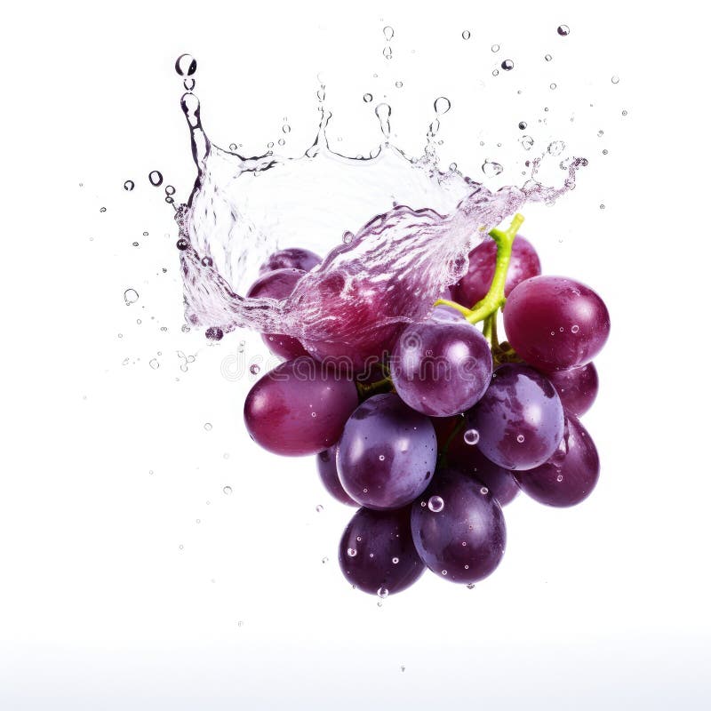 Fresh Grape in Water Splash on White Backround. Juicy Fruit Stock ...