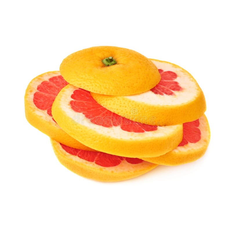 Fresh Grapefruit Cut in Slices Isolated Over the White Background Stock ...