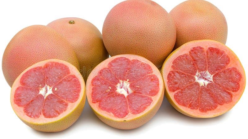 Fresh Grapefruit Halves and Whole Fruits on Display Stock Photo - Image ...
