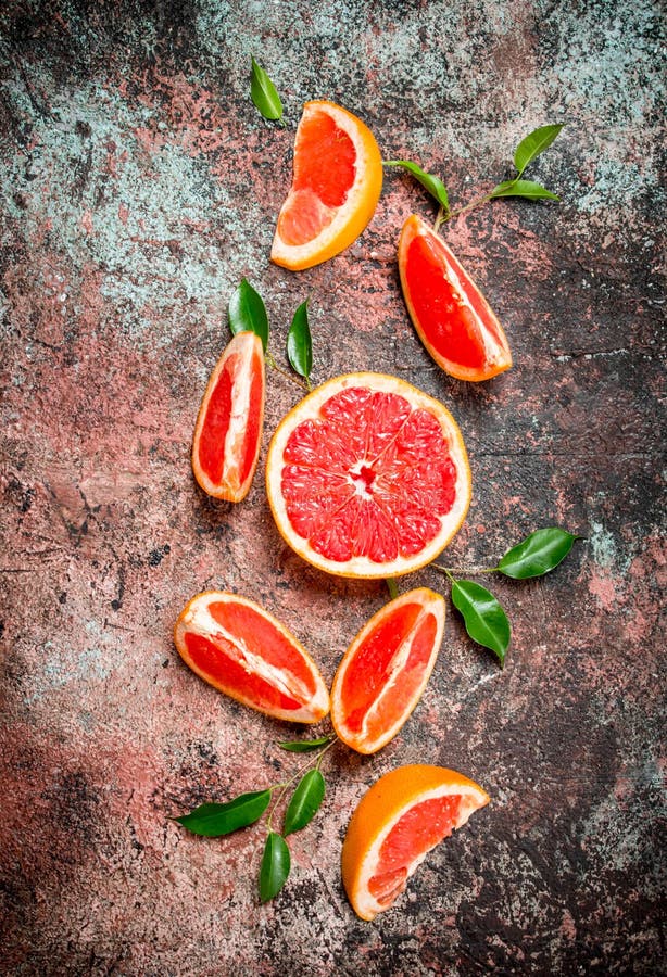 Fresh Grapefruit with Leaves Stock Photo - Image of health, ingredient ...